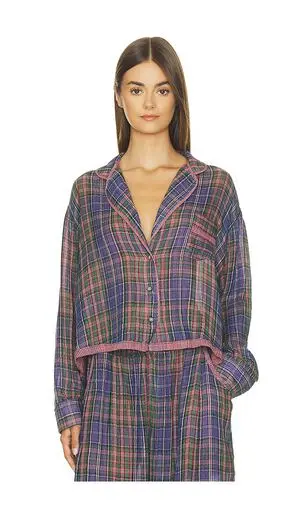 Free People X Intimately Fp One And Done Pj Shirt In Blue - Midnight Combo