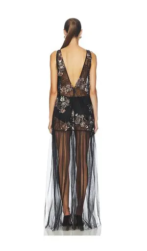 AKNVAS Anastasia Beaded Layered Dress In Black