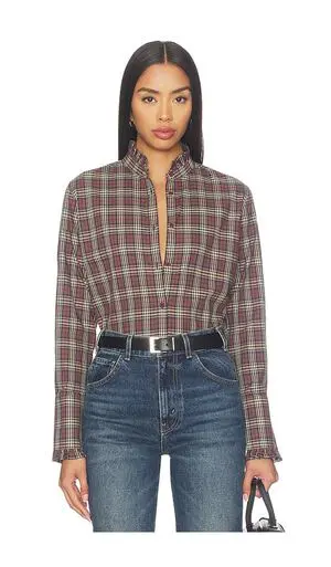 NILI LOTAN Elio Shirt In Brown - Rustic Check