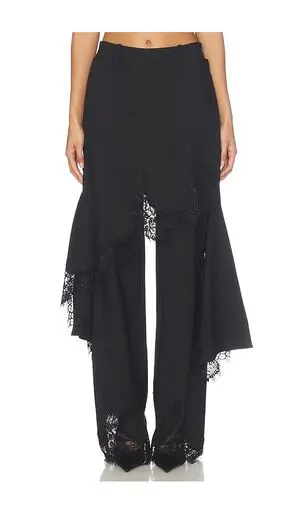 Monse Deconstructed Tailored Lace Hem Skirt Trouser - Black