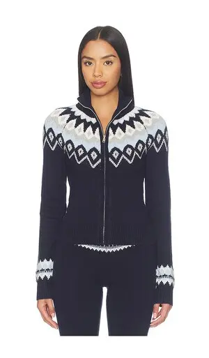 LOVERS AND FRIENDS Zanna Zip Up Fair Isle Cardigan In Navy - Navy Multi