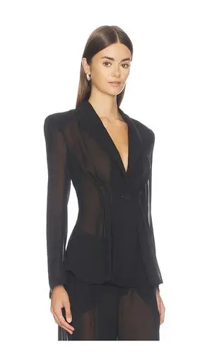 L'AGENCE Rouvier Sheer Pleated Blazer