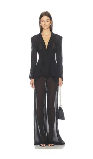 L'AGENCE Rouvier Sheer Pleated Blazer
