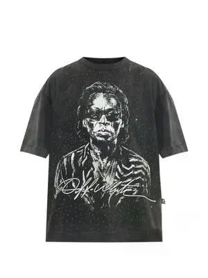 Off-White Graphic-print Crystal-embellished T-shirt - Grey