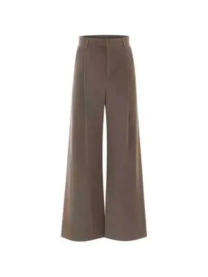 ELEH Pleated Wide-leg Trousers - Brown