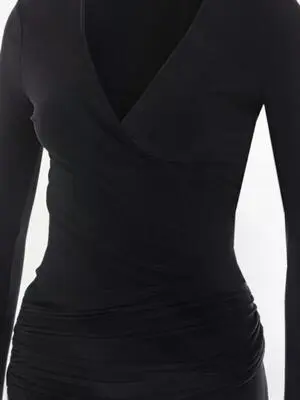 ELEH Ruched Long-sleeve Maxi Dress