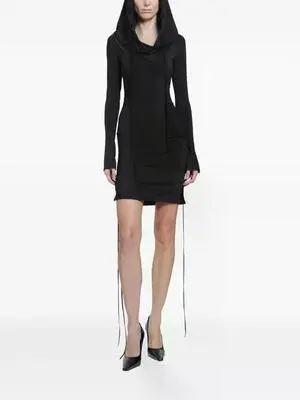 KNWLS Cu Ruched Hooded Mini Dress - Black