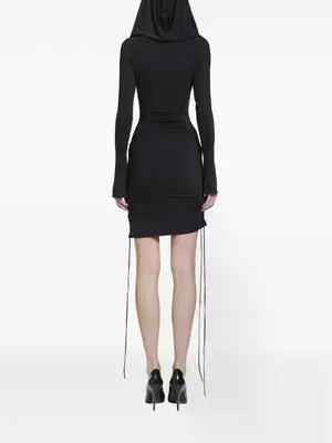 KNWLS Cu Ruched Hooded Mini Dress