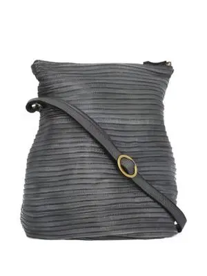Maje Textured Leather Shoulder Bag - Grey