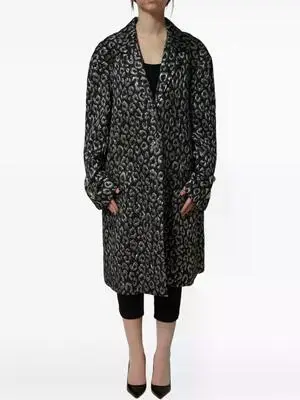 Dolce & Gabbana Leopard-jacquard Crystal-embellished Coat - Black