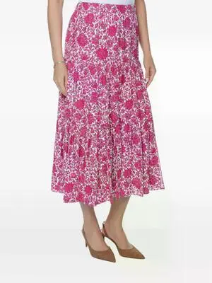 Michael Kors Floral-print Tiered Midi Skirt
