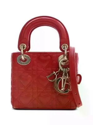 Dior 2021 Dioramour Micro Lambskin Cannage Lady Satchel - Red
