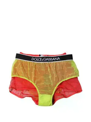 Dolce & Gabbana Logo-waistband Tulle Briefs - Red