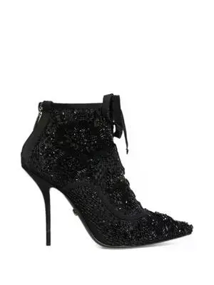 Dolce & Gabbana Embellished Mesh Ankle Boots - Black