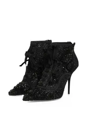 Dolce & Gabbana Embellished Mesh Ankle Boots