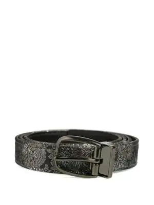 Dolce & Gabbana Floral-jacquard Buckle Belt - Grey