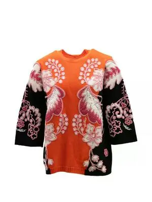 Valentino Garavani Floral-embroidered Panelled Sweater