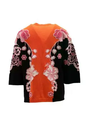 Valentino Garavani Floral-embroidered Panelled Sweater