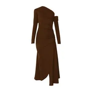 ALINA CERNATESCU Melrose Cocktail Asymmetric And Long Sleeves With A Cut Out Shoulder Dress - Brown