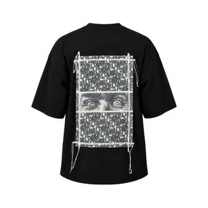MYSIMPLICATED Oversized Black T-shirt With Pop Cola Eyes Design - Black/grey