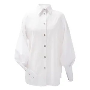 WELIKA Shirt With Lace Collar And Voluminous Sleeves - White