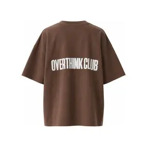 MYSIMPLICATED Oversized T-shirt With Overthink Club Design W - Brown