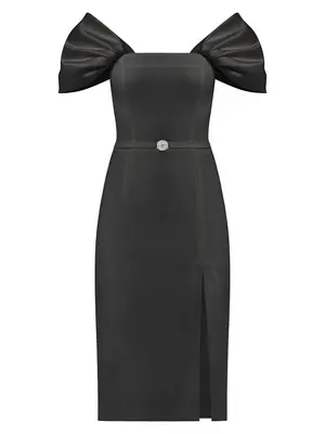 TIA DORRAINE Mirage Crystal Ornament Midi Dress