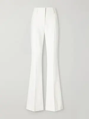 Gabriela Hearst Rhein Paneled Cotton And Linen-blend Woven Flared Pants - Neutrals