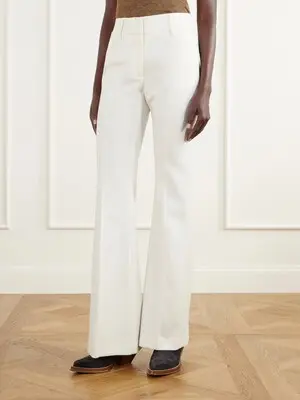 Gabriela Hearst Rhein Paneled Cotton And Linen-blend Woven Flared Pants