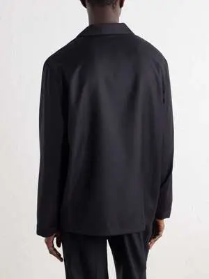 THE ROW Valli Camp-collar Herringbone Wool-twill Shirt