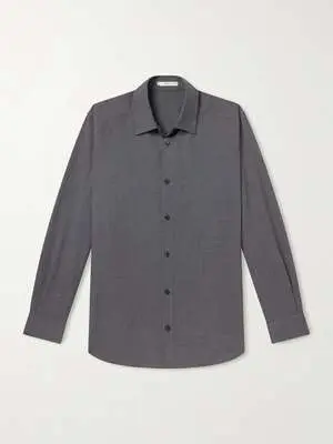 THE ROW Victor Checked Wool-poplin Shirt - Gray