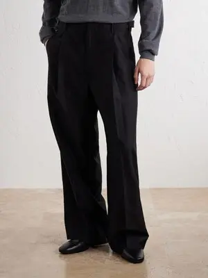LEMAIRE Wide-leg Pleated Wool-blend Twill Trousers