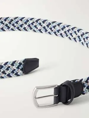 Anderson's 4cm Leather-trimmed Braided Belt