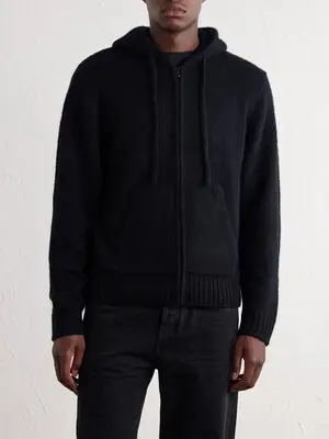 JAMES PERSE Ribbed Cashmere Zip-up Hoodie