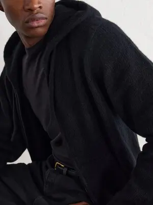 JAMES PERSE Ribbed Cashmere Zip-up Hoodie