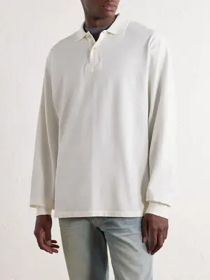 John Elliott Oversized Cotton-piqué Polo Shirt - White