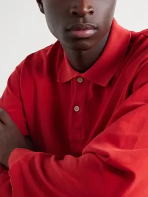 John Elliott Oversized Cotton-piqué Polo Shirt - Red