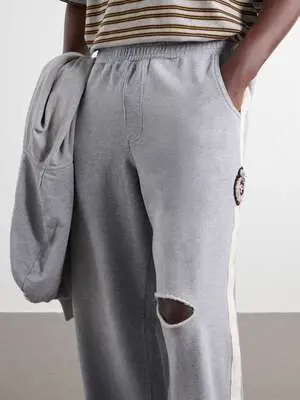 424 Wide-leg Distressed Cotton-jersey Sweatpants
