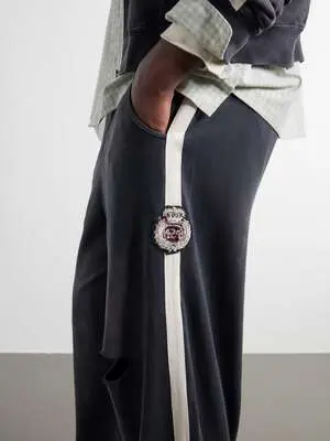 424 Wide-leg Striped Distressed Cotton-jersey Sweatpants