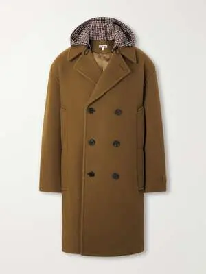 Loewe Double-breasted Hooded Wool-blend Felt Coat - Brown