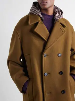 Loewe Double-breasted Hooded Wool-blend Felt Coat
