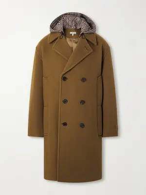 Loewe Double-breasted Hooded Wool-blend Felt Coat - Brown