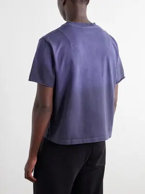 424 Distressed Logo-appliquéd Cotton-jersey T-shirt - Blue