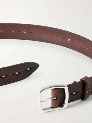 Anderson's 4cm Embellished Studded Burnished-leather Belt