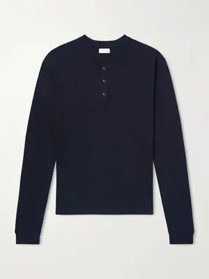 John Elliott Cotton-jersey Henley T-shirt - Black