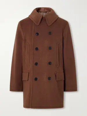 KAPTAIN SUNSHINE Double-breasted Brushed Wool-felt Coat - Brown