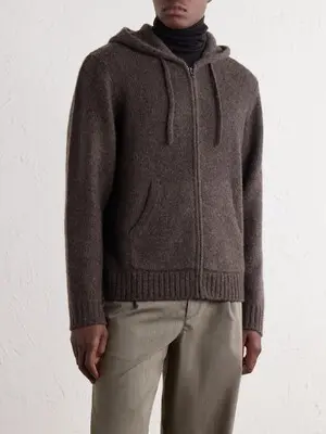 JAMES PERSE Ribbed Cashmere Zip-up Hoodie