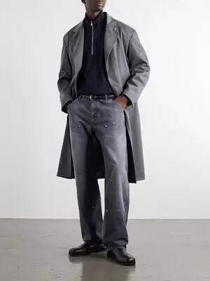 John Elliott Desert Snow Straight-leg Paint-splattered Cotton-canvas Trousers - Gray