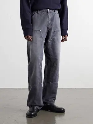 John Elliott Desert Snow Straight-leg Paint-splattered Cotton-canvas Trousers - Gray