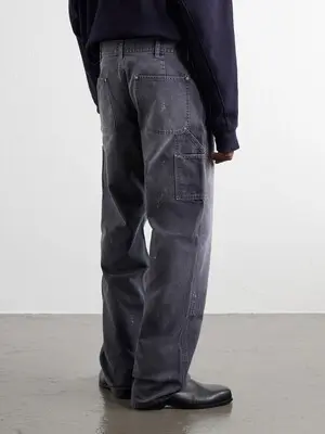 John Elliott Desert Snow Straight-leg Paint-splattered Cotton-canvas Trousers - Gray